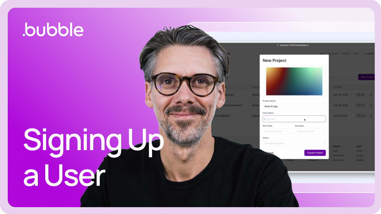 Create a user sign-up flow (Lesson 4.2) | Bubble